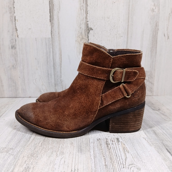 Born | Shoes | Born Shoes Brown Suede Leather Ankle Boots With Buckle ...